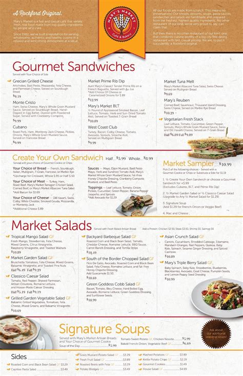 Menu At Marys Market Cafe And Bakery Rockford N Alpine Rd