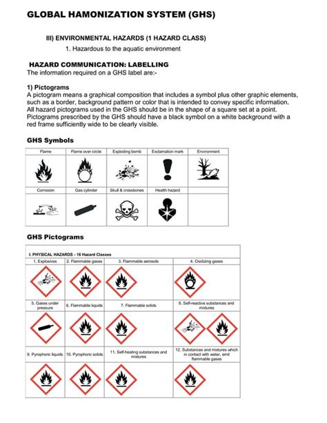 Global Harmonization System PDF Chemistry Science