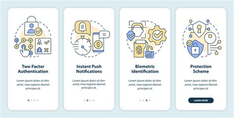 Secure Online Banking Features Onboarding Mobile App Screen Walkthrough 4 Steps Editable