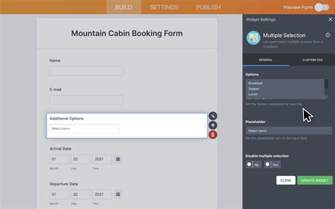 multiple selection form widgets jotform