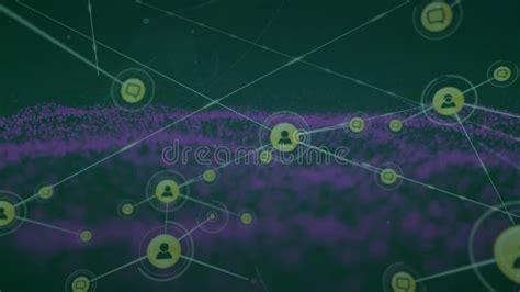 Animation Of Application Icons Interconnected With Lines And