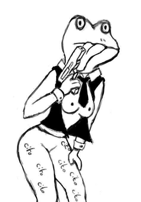 Rule 34 Cuffs Clothing Frog Girl Gun Leggings Line Art Martincitopants Solo Female 7632968