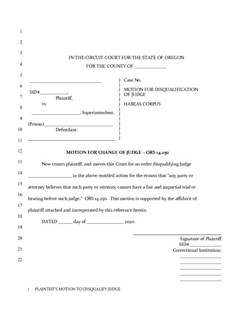 Fillable Online Motion For Disqualification Of Judge Fax Email Print Pdffiller
