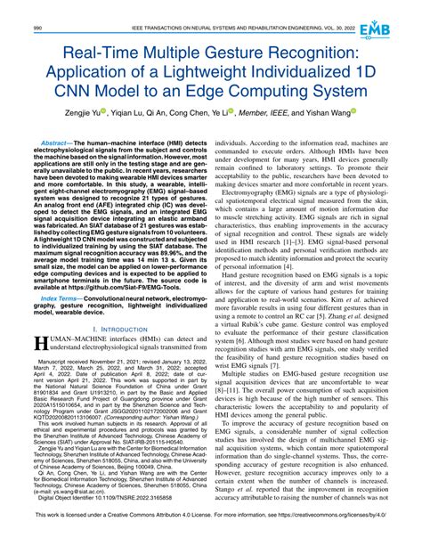 PDF Real Time Multiple Gesture Recognition Application Of A Lightweight Individualized D CNN