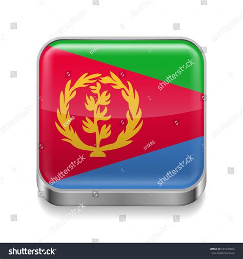Metal Square Icon With Eritrean Flag Colors Stock Vector Illustration