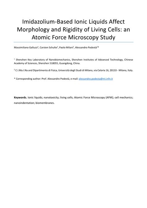 Pdf Imidazolium Based Ionic Liquids Affect Morphology And Rigidity Of