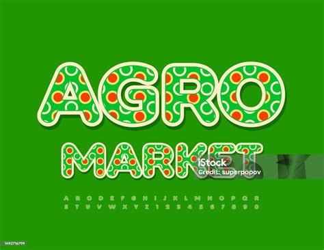 벡터 크리에이티브 사인 Agro Market 점선 알파벳 문자 및 숫자 세트 그래픽 프린트에 대한 스톡 벡터 아트 및 기타