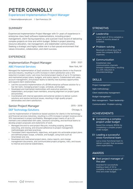 5 Implementation Project Manager Resume Examples Guide For 2023