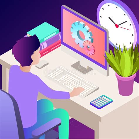 Vector Illustration Of Office Business Icons Communication Between
