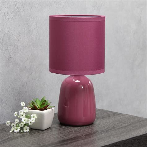 Simple Designs 10 04 In Mauve Led Table Lamp With Fabric Shade Lt1134 Mve At