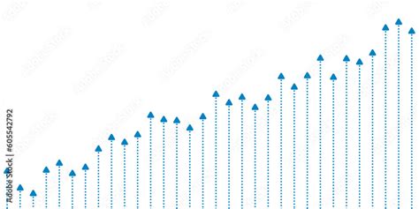 Abstract Blue Growing Financial Linear Graph Chart Arrows Background Vector Dotted Lines Tech