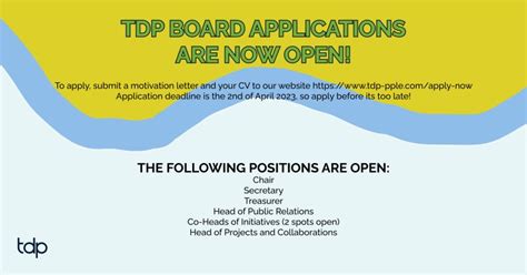 Tdp Board Applications Are Now Open Talent Development Programme