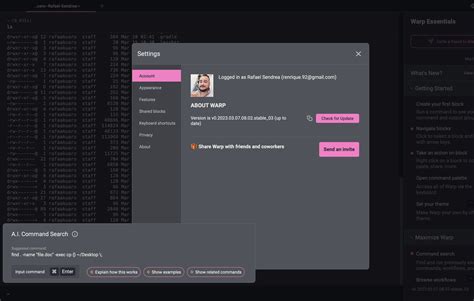 Ai Command Search Workflows Completions History Pop Ups Stay
