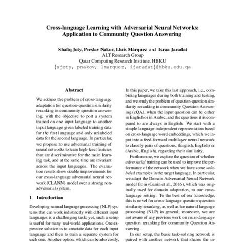 Cross Language Learning With Adversarial Neural Networks Acl Anthology