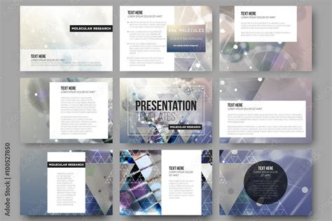 Set Of Vector Templates For Presentation Slides DNA Molecule Structure On Dark Blue