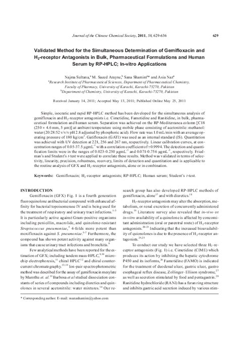 Pdf Validated Method For The Simultaneous Determination Of Lisinopril Pravastatin