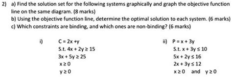 2 A Find The Solution Set For The Following Systems Graphically And