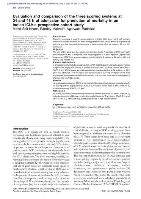 Pdf Evaluation And Comparison Of The Three Scoring Systems At 24 And