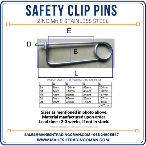 Cotter Pins Safety Pins Mahesh Trading Company Llc Oman