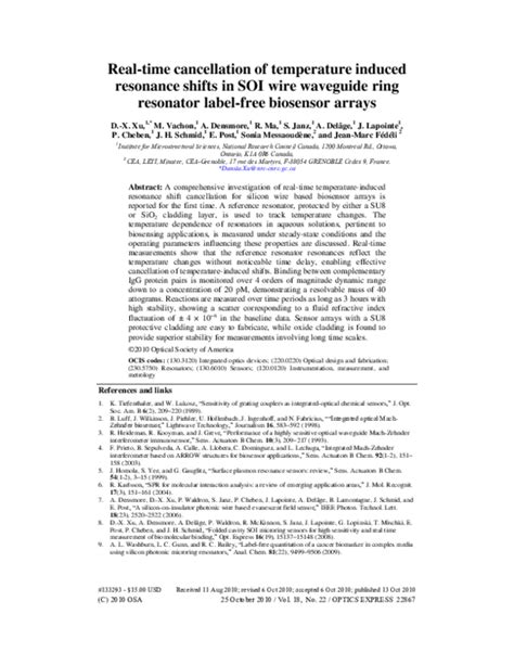 Pdf A Packaged Optical Slot Waveguide Ring Resonator Sensor Array For Multiplex Assays In Labs