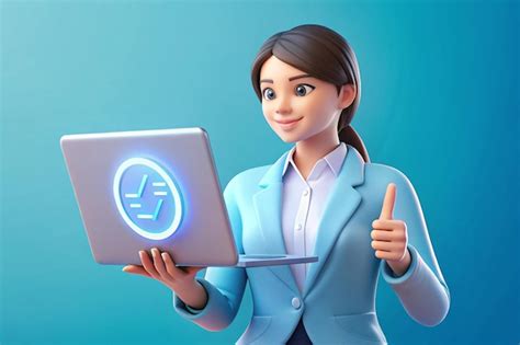 Woman Pointing To Laptop Computer With Code Symbol Premium Ai