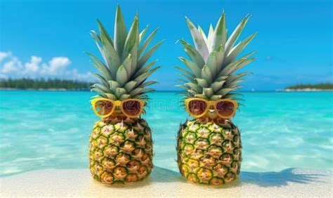 Background Of Pineapple With Sunglass Beach Holidays On Island For Postcard Book Illustration