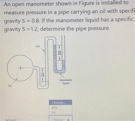 [answered] An Open Manometer Shown In Figure Is Installed To Measure Kunduz