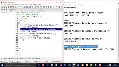 algorithme and la progrmmation en langage c partie 1 youtube