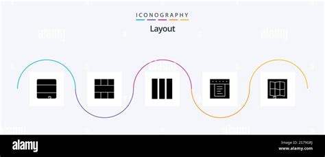 Layout Glyph 5 Icon Pack Including Layout Workspace Web Dropdown Stock Vector Image And Art