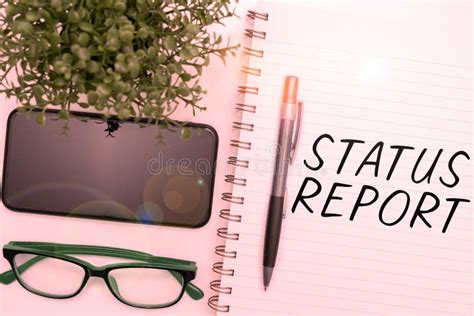 Text Sign Showing Status Report Word Written On Update Summary Of Situations As Of A Period Of