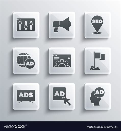 Set Advertising Location Marker Browser Setting Vector Image