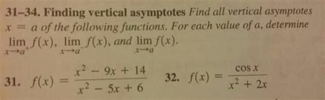 Solved 31 34 Finding Vertical Asymptotes Find All Vertical