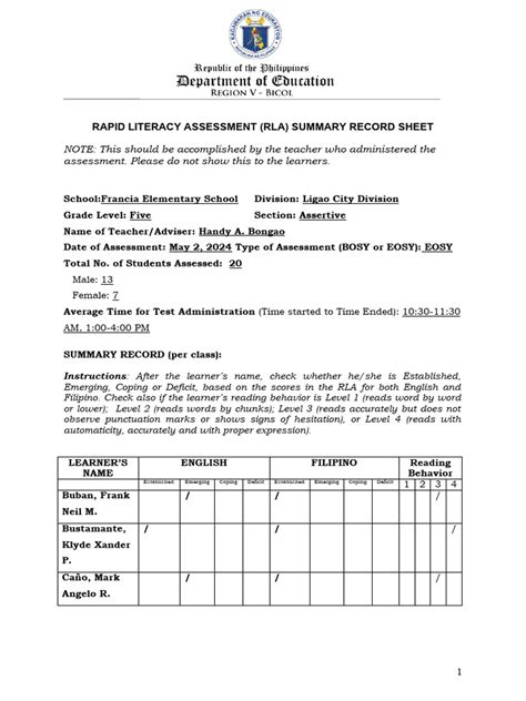 Rla Grade 5 Pdf Teaching Reading Process