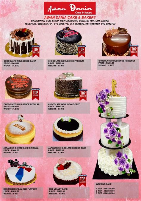 Senarai Harga Kek Awan Dania Awan Dania Cake And Bakery