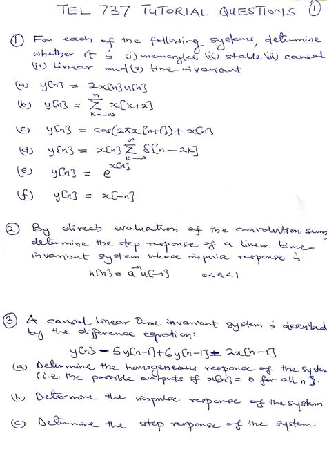 SOLUTION Digital Signal Processing Tutorial Questions And Answers