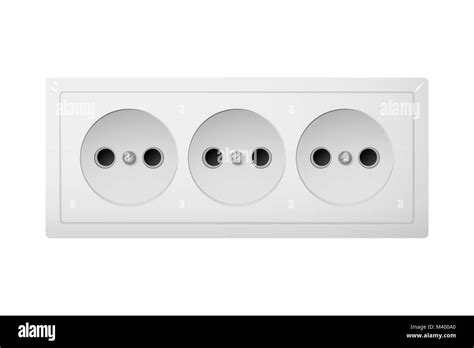 Triple Electrical Socket Type C Power Plug Vector Illustration Realistic Receptacle From Asia