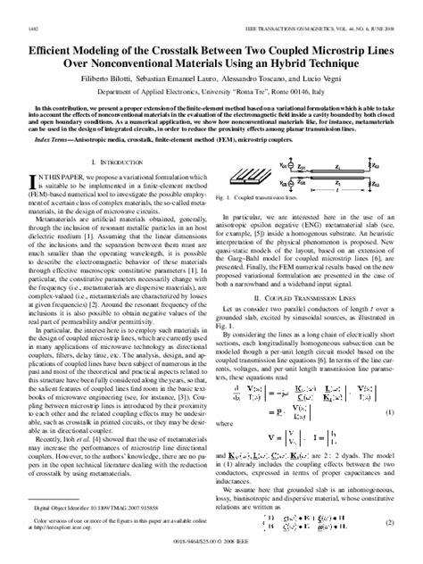 Pdf Efficient Modeling Of The Crosstalk Between Two Coupled Microstrip Lines Over