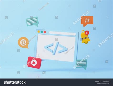 3d Minimal Cartoon Coding Language Development Stock Illustration 2196304609 Shutterstock