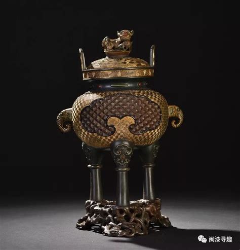 福州漆器鼎炉下 博古纹