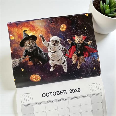 2026 Space Cats Calendar Retro Sci Fi Monthly Planner Etsy