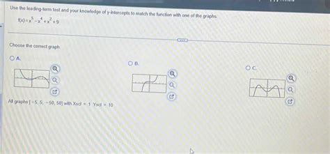 Solved Use The Leading Term Test And Your Knowledge Of Y Intercepts To