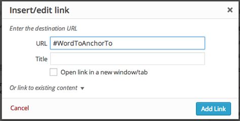 Adding Anchor Links Wordpress Support