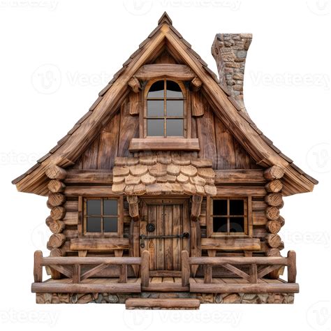 A Small Log Cabin With A Stone Porch 52924298 Png