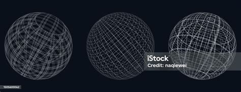 선의 벡터 집합 와이어 프레임 모델 전역 구 패턴 데이터 개념 추상 기술 아이콘 컬렉션 3차원 형태에 대한 스톡 벡터 아트 및 기타 이미지 3차원 형태 개념 검정색