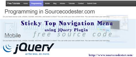 Sticky Top Navigation Menu Using Jquery Plugin Sourcecodester