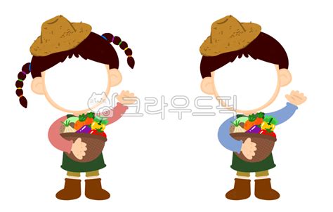 농장 농장어린이 농부 앞치마 모자 사진이미지일러스트캘리그라피 Jacha작가