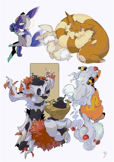 Eevee Ampharos Furret Phantump Trevenant And 2 More Pokemon Drawn By 0 Ici 0 Danbooru