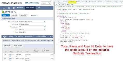 Update Netsuite Transaction Lines Via The Browser Console