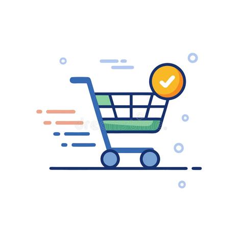 Fast Online Shopping Cart With Checkmark E Commerce Success Concept Stock Vector Illustration