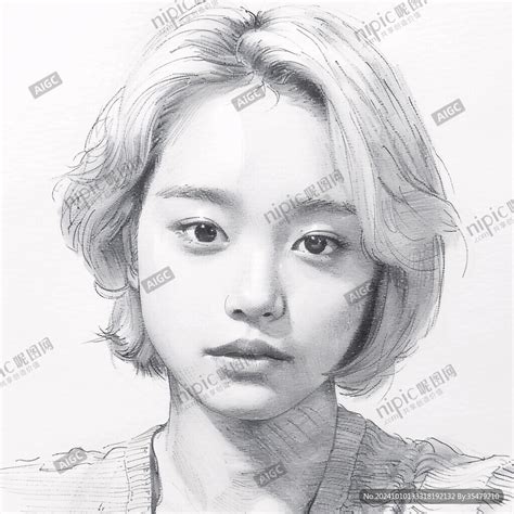 Ai创作图写实人物手绘 人物头像写生 素描美女头像 头像素描半身素描 写实人物插画 素描人头像 速写头像 短发女孩手绘头像 马克笔画人像 写实人物线描 线条刚练中性 形象图形素描写实风格 原创
